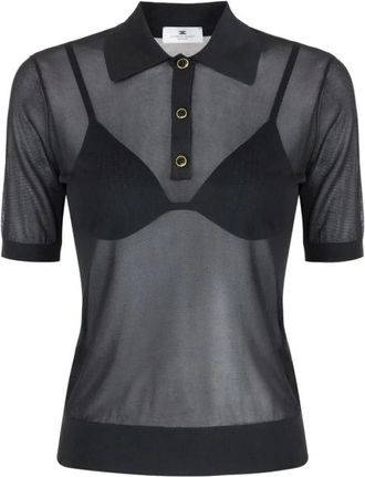 Elisabetta Franchi Femme, Tops, Noir, Taille: 38 FR Polo en nylon avec soutien-gorge