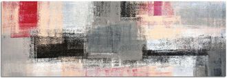 Paul Sinus Art 120x40cm Leinwandbild - Kunstdruck Kunstmalerei abstrakt grau rot gelb weiß