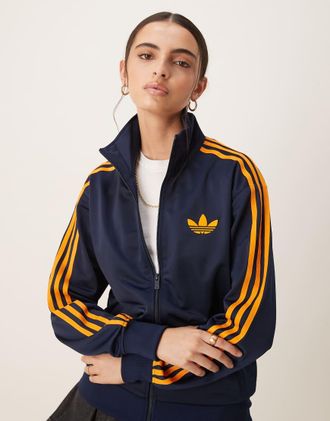 adidas Originals Firebird - Veste de survêtement ample - Bleu marine et orange