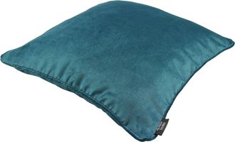 McAlister Textiles Matter Samt | Kissenbezug für Sofakissen in Blaugrün | 50 x 50cm | erhältlich in 25 Farben | griffester Samt edel paspeliert | Kissenhülle für Samtkis