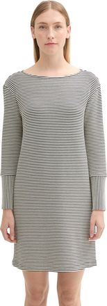Tom Tailor Damen 1043048 Jersey Kleid mit Struktur, 36146-White Navy Stripe, 40