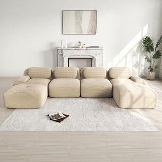 Generic U-Sofa modular, ohne Montage - Atmungsaktiver Cord, 32D Hochelastik, extrabreite Armlehnen, haustierfreundlich, ergonomisch - F&uuml;r Wohnzimmer & Schlafz