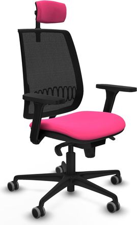 Piqueras y Crespo Rosada Alares Schreibtisch mit 3D-Armlehnen, h&ouml;henverstellbare Lendenwirbelst&uuml;tze und h&ouml;henverstellbares Kopfteil, Schwarz/Rosa