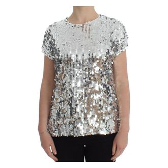 Dolce & Gabbana Verzaubertes Sizilien Pailletten Abendbluse - - Blouses & Shirts - Damen - Grau - M