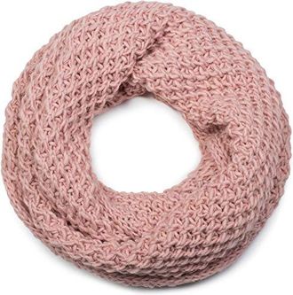 styleBREAKER Écharpe loop en maille avec un motif tricoté épais, foulard tube en maille grossière unie, unisexe 01018157, couleur:Vieux rose