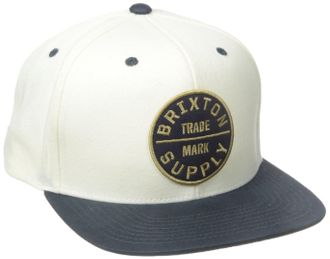 Brixton Herren Oath Iii Snapback-Hut, Mittelgroßes Profil, Verstellbar Baseballkappe, Farbe: Weiß/Marineblau, Einheitsgröße