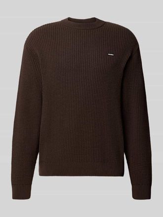 Review Regular Fit Strickpullover aus Baumwoll-Mix mit Label-Patch