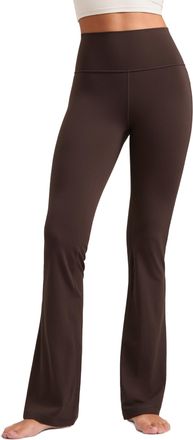 CRZ YOGA Damen Butterluxe Yogahose Schlaghose High Waist Blickdicht Flared Leggings - 85cm Bootcut Bootleg Soft Sporthose Heißes Fudge-Brown 36