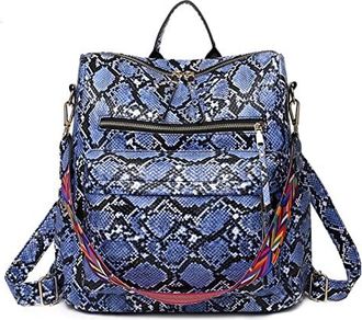 Generic Sac &agrave; dos tendance en cuir pour femme, grand sac &agrave; dos de designer pour voyage, sac &agrave; bandouli&egrave;re en toile pour filles, bleu, taille unique