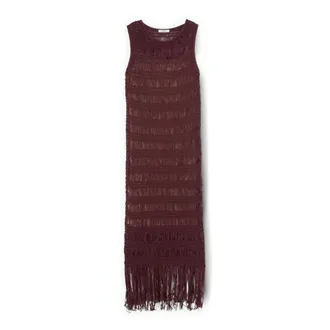 Motivi Macram&eacute;-Strickkleid mit Fransen - - Dresses - Damen - Lila - S