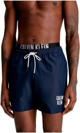 Calvin Klein Herren Badehose Medium Double WB Lang, Blau (Navy Iris), M