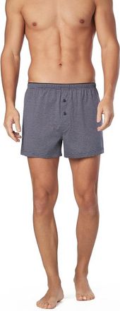 Novila Herren Pyjamashorts blau Jersey-Baumwolle unifarben
