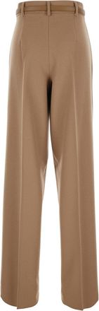 Max Mara High-Waisted Wool Blend Trousers - Beige