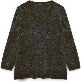 Fiorella Rubino Femme, Pulls, Vert, Taille: 40 FR Maille Camouflage &agrave; Effet Lamin&eacute;