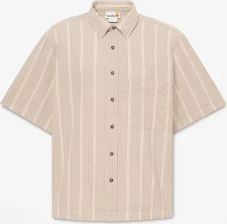 Timberland All Gender Leichtes Button-down-Hemd in Grau/Beige, Beige, Gr&ouml;&szlig;e