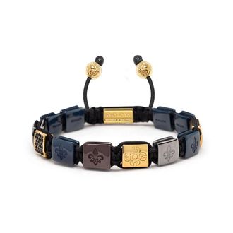 Nialaya Homme, Accessoires, Jaune, Taille: M Mens Ceramic Flatbead Bracelet in Black, Blue, Red and Gold