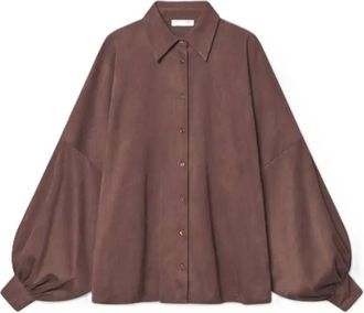 SoSUE Femme, Blouses et Chemises, Brun, Taille: ONE Size Chemise Oversize avec Manches Ballon