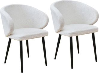 SVITA Svita - audrey Lot de 2 chaises de salle à manger Fauteuil de cuisine avec accoudoirs Teddybouclé Blanc