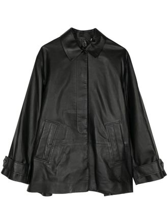 Paul Smith veste en cuir à col pointu - Noir