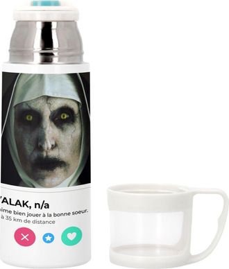 Fabulous Thermoskanne aus Edelstahl mit integrierter Tasse - Valak Nonne Horror Film Social Network Treffen Liebe - 350 ml - Thermosflasche