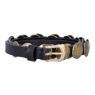 Golden Goose Schwarzer Trinidad D&uuml;nner G&uuml;rtel mit Goldnieten - - Accessories - Damen - Schwarzk - 95 CM