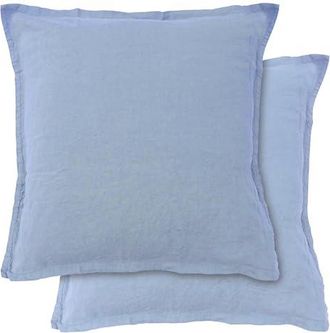 Matt & Rose Lot de 2 Taies doreiller 65x65 cm Uni Passion Lin | 100% Lin Lav&eacute; | Oeko-TEX Standard 100 | Bleu Orage