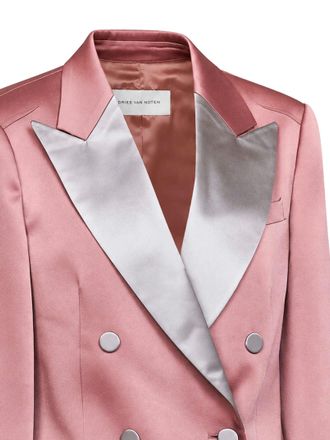 Dries Van Noten Double-Breasted Tuxedo Blazer - Pink