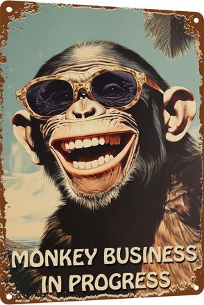 Generic Metallschild Vintage Monkey Business Im Gange Wanddeko Retro Deko Blechschild Personalisierte Blechschild Für Büro Haus Garten S