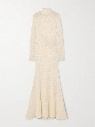 Tom Ford Robe Aus H&auml;kelmaterial Mit Stehkragen - Creme