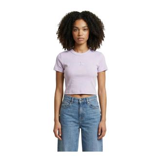 Calvin Klein Jeans Femme, Tops, Violet, Taille: 42 FR T-shirt &agrave; Manches Courtes et Col Rond
