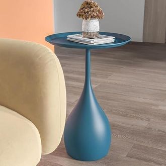 Generic Table Dappoint Ronde, Table Dappoint en M&eacute;tal, Table De Chevet/Petites Tables, Table Dappoint pour Petits Espaces pour Salon, Balcon, Chambre,Jaune(Bl