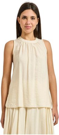 Manila Grace Femme, Blouses et Chemises, Beige, Taille: 40 FR Top Col Rond Coupe Standard