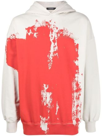 A-Cold-Wall* hoodie en coton &agrave; effet taches de peinture - Tons neutres