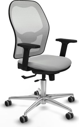 Piqueras y Crespo Jorquera Stuhl mit Lendenwirbelverstellung mit 2D-Armlehnen, ausgestattet mit Syncro/Traslack und injiziertem Schaumstoff, Rollen 65 mm, Parkett, Wei&szlig;