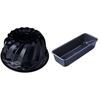 Dr. Oetker Guglhupf Backform &Oslash; 24 cm Back-Liebe Emaille - 24er Gugelhupfform in Dunkelblau & Kastenform 30 cm Back-Liebe Emaille - 30er Kasten Brotbackform in Du