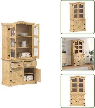 vidaXL Vitrine en verre Corona 100x48,5x179 cm bois massif de pin - Buffet Rustique - Meuble De Rangement - Vitrine En Bois - &Eacute;tag&egrave;re Ouverte - D&eacute;coration