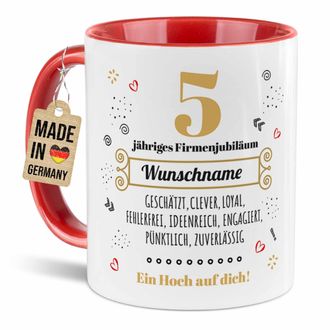 Tassendruck Personalisierte Tasse zum Dienstjubil&auml;um - Ein Hoch auf dich! - mit Name und Zahl personalisieren - Geschenk zum Firmenjubil&auml;um - Keramiktasse, 300 ml