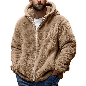 Generic Veste polaire doubl&eacute;e Sherpa avec fermeture &eacute;clair et manches longues en alpaga pour homme, kaki, 4XL