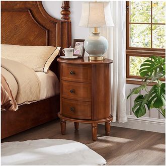 Generic Beistelltisch aus Massivholz, runder Sofa-Beistelltisch, Vintage-Nachttisch, Nachttisch for kleine R&auml;ume, Wohnzimmer, Schlafzimmer, rustikales Holzfin