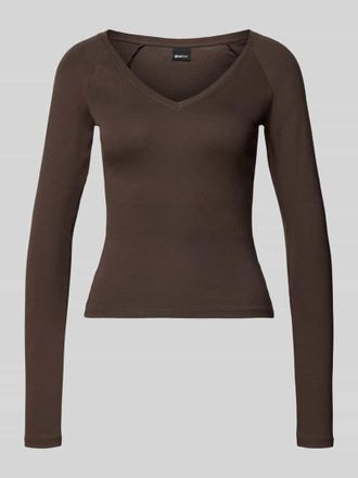 Gina Tricot Slim Fit Longsleeve mit V-Ausschnitt