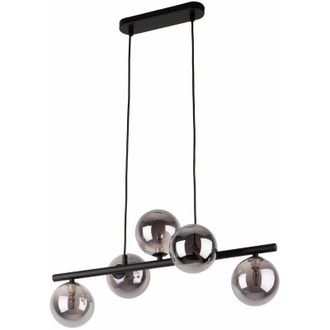 Licht-Erlebnisse Suspension Gris Noir M&eacute;tal Verre 5 flammes