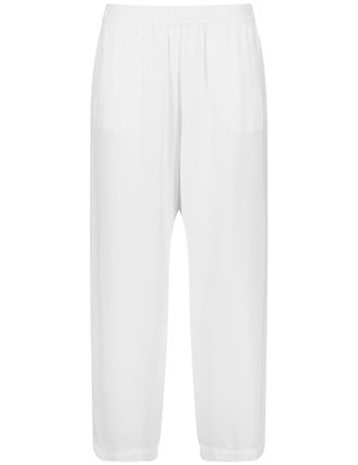 Samoon Damen Weite Sommerhose aus Tencel Lyocell unifarben 7/8 L&auml;nge White 42
