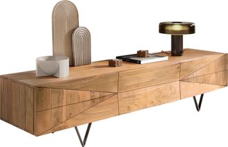DELIFE Fernsehtisch Wyatt Akazie Natur 175 cm 2 T&uuml;ren 1 Klappe Designer Lowboard