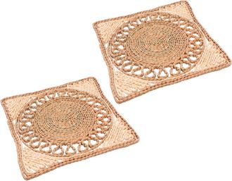 Valiclud 2 Stück Teiliges Dickes Handgefertigtes Tischschutz Natürlichem Seegras Hitzebeständige und rutschfeste Untersetzer für Teller und Becher Vielseitig f