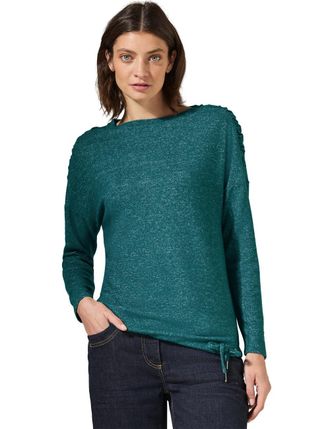 Cecil Damen B322492 Shirt Mit Raffung, Petrol Green Melange, XXL EU