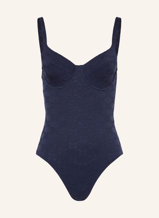Vilebrequin B&uuml;gel-Badeanzug Turtle Monogram Jacquard Leonita blau