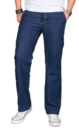 Alessandro Salvarini A. Salvarini Herren Leinenhose leichte lockere Stoffhose Sommer leinen Hose W29-W40 L30-L34 AS-034 [AS034 - Dunkelblau - W38 L32]