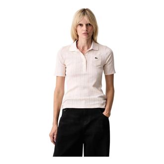 Lacoste Polo en maille pointelle - Femme - Tops - Beige - Taille: 36 FR
