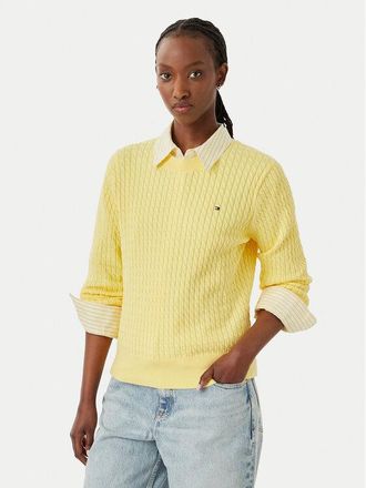 Tommy Hilfiger Pullover Fine WW0WW44993 Hellgelb Regular Fit