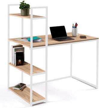 IDMarket Idmarket - Bücherregal Schreibtisch detroit Industriedesign Holz und Metall weiß